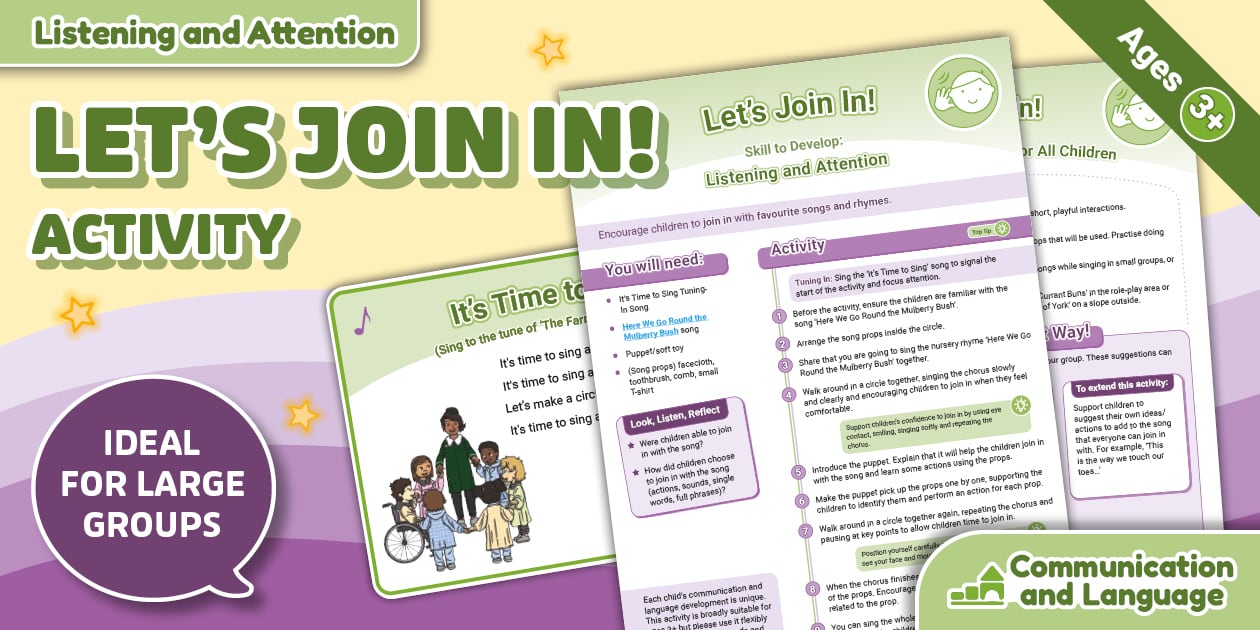 EYFS Communication and Language Activity: Joining In Songs