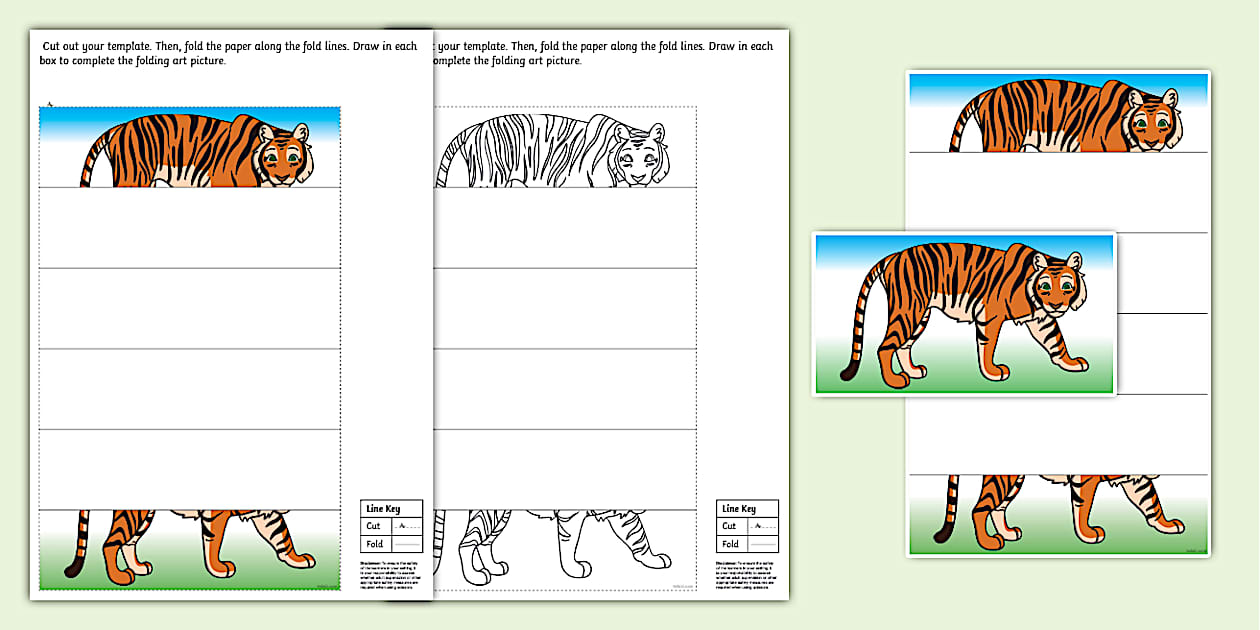 Tiger Folding Art Template (teacher made) - Twinkl