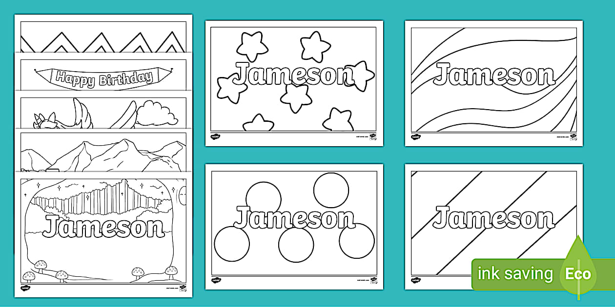 Jameson Name Simple Colouring Activity Sheets | Twinkl | KS1