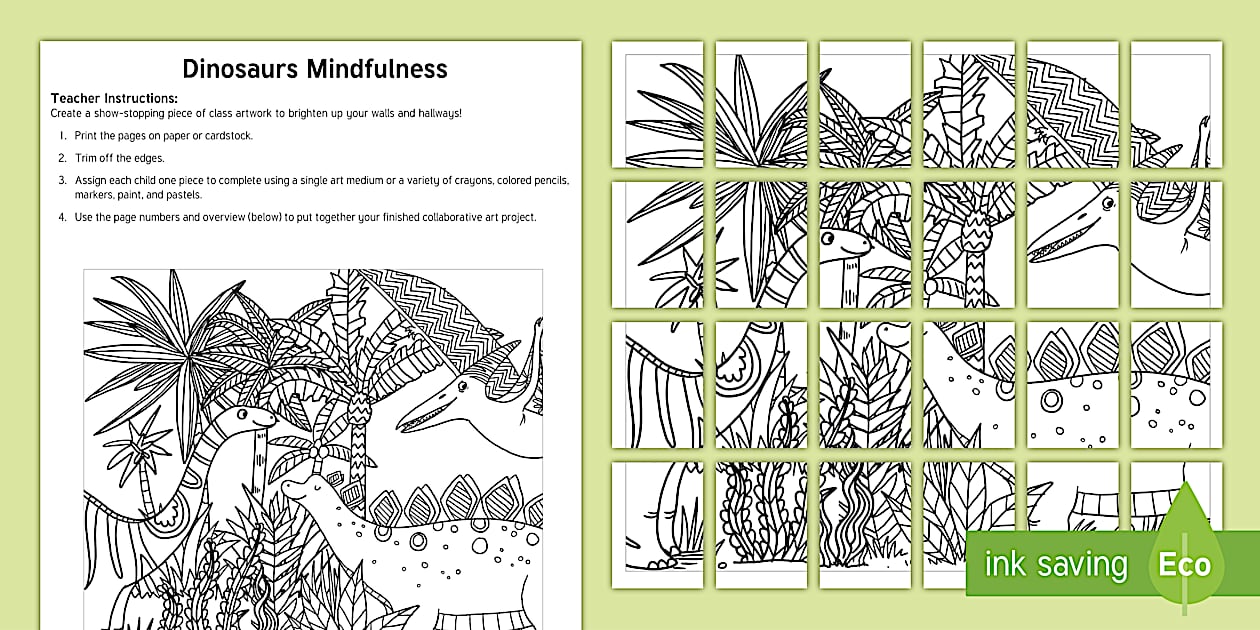 Dinosaurs Mindfulness Collaborative Colouring Activity Pack
