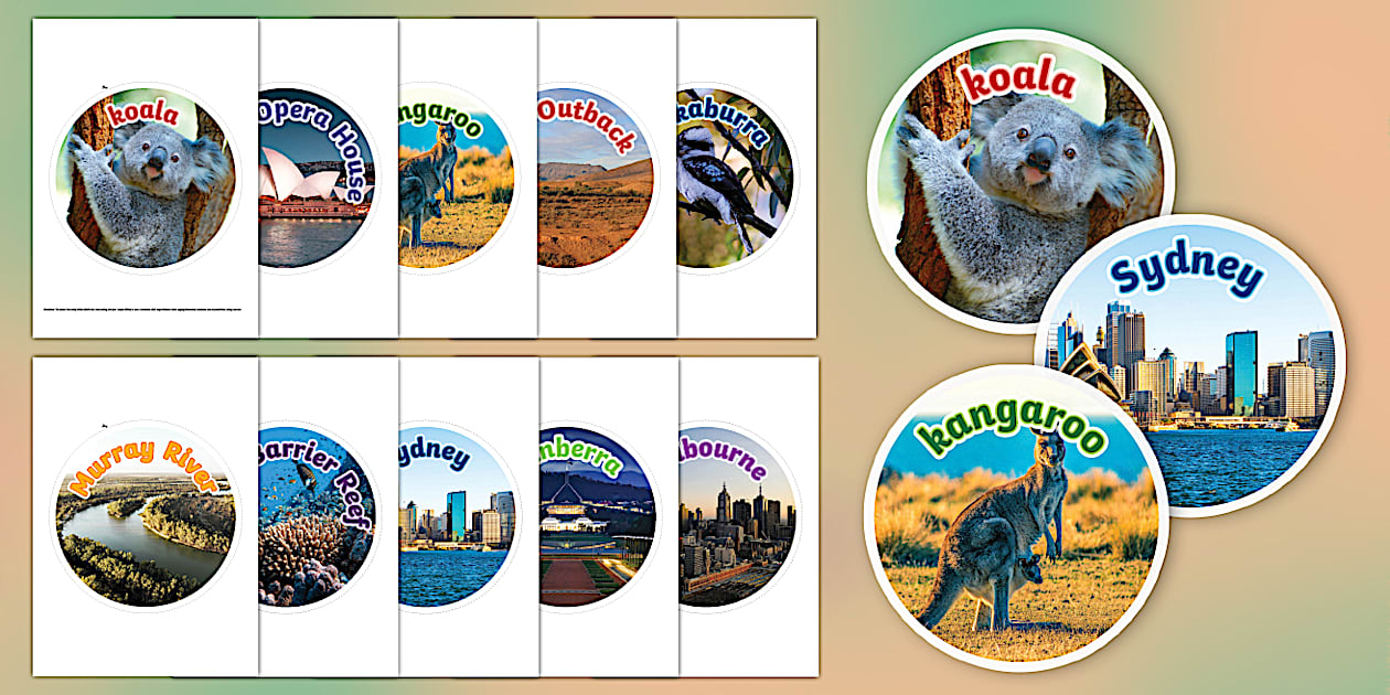 Australia Circle Display Photo Cut-Outs (teacher made)