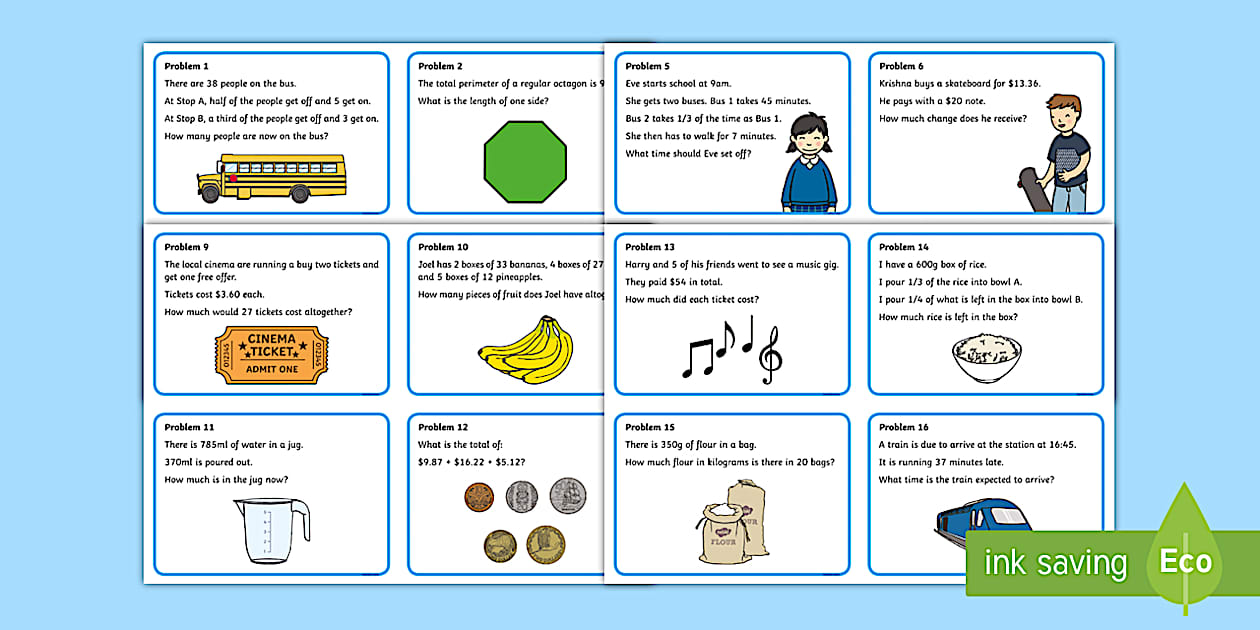 Australian Maths Problem Challenge Cards - Maths Problem Cards Year 5