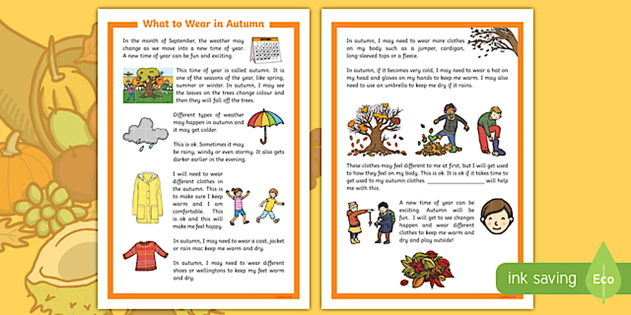 What to Wear in Autumn Social Situation (teacher made)