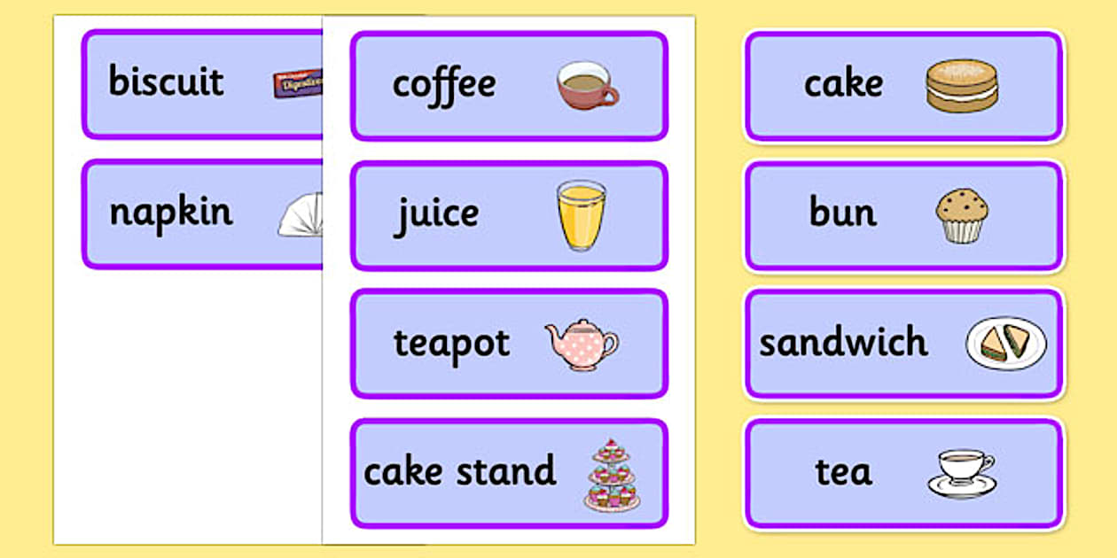Editable Royal Afternoon Tea Role Play Labels (teacher made)