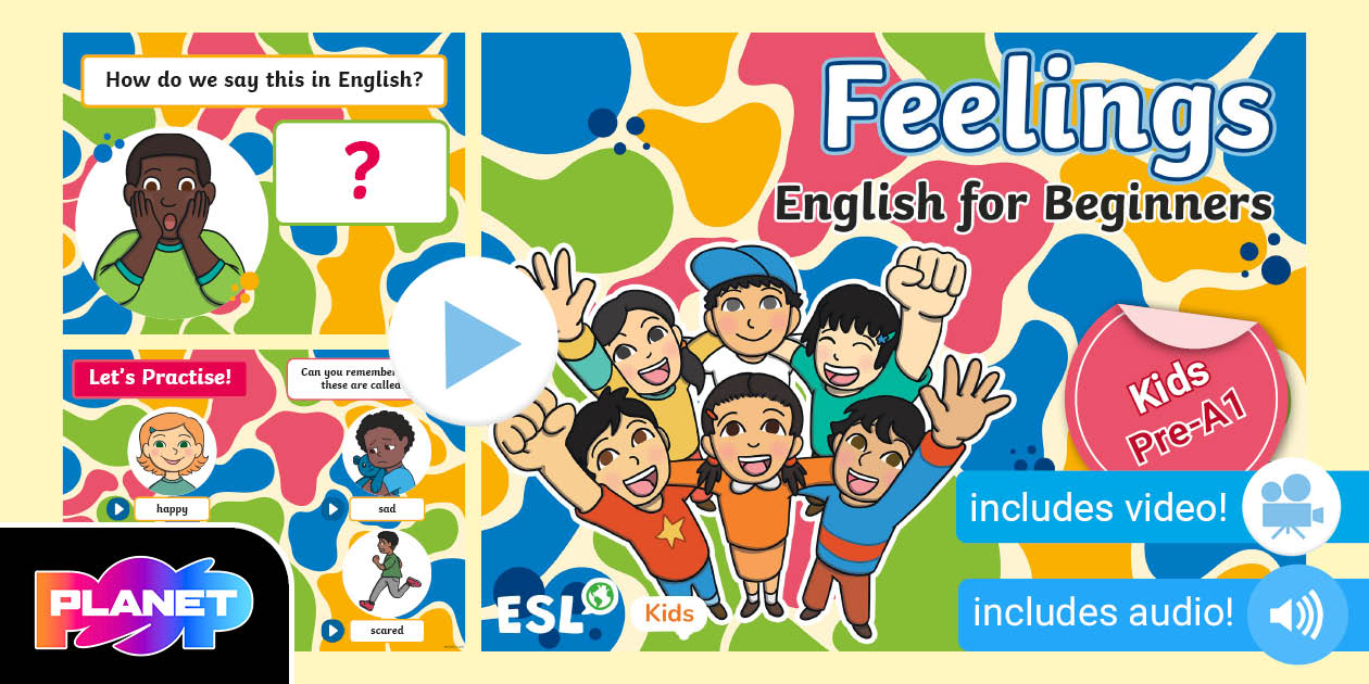 ESL English for Beginners Feelings [Kids, Pre-A1] - Twinkl