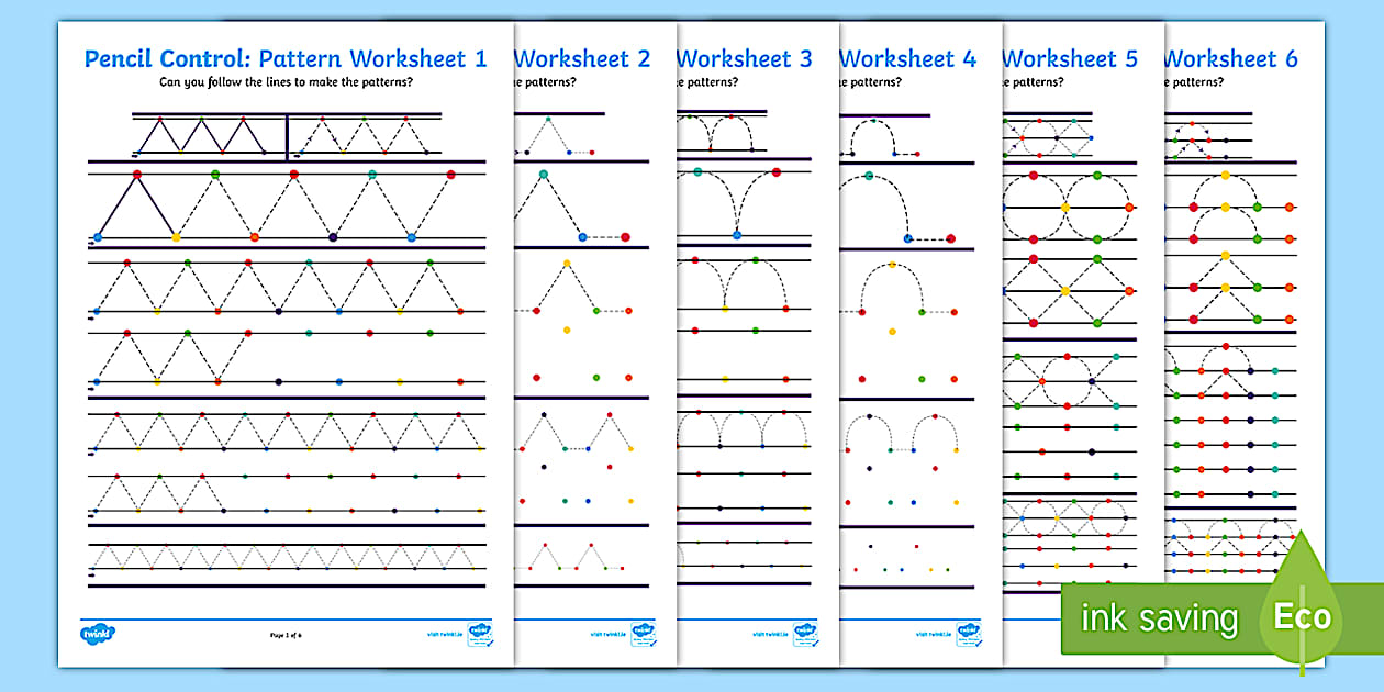 Pencil Control Pattern Worksheets - Twinkl