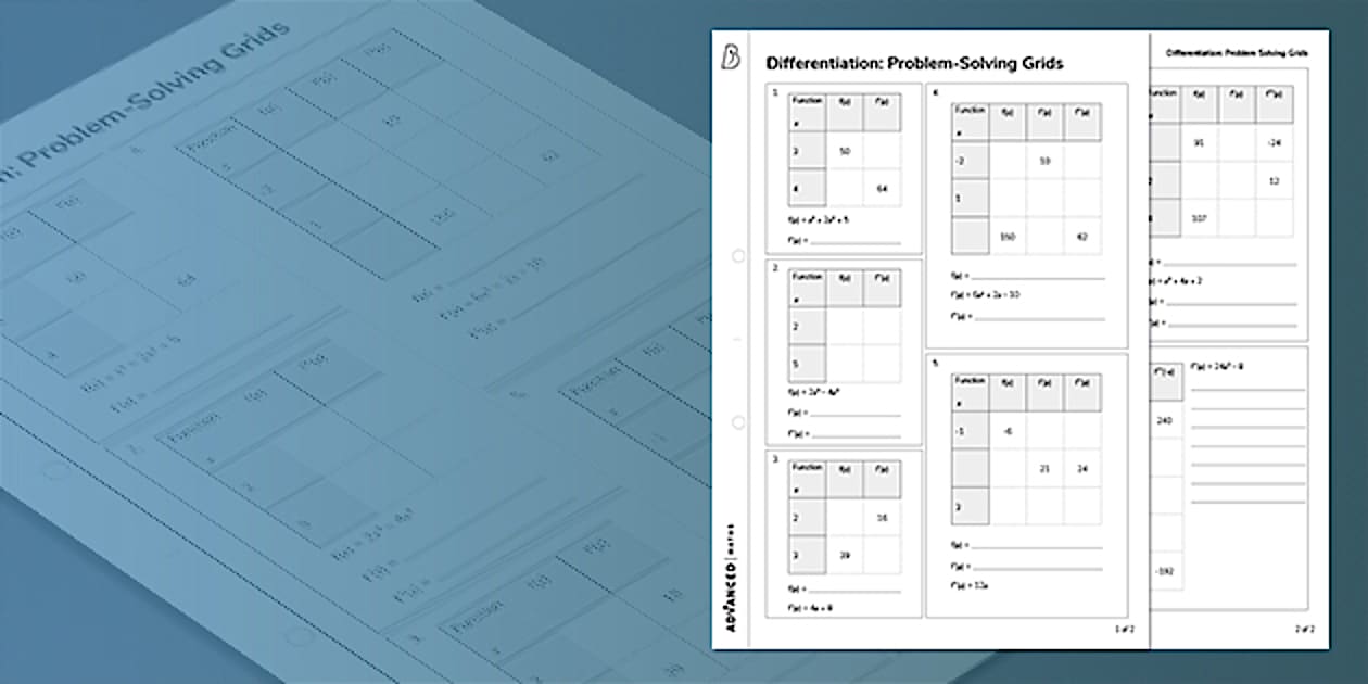 👉 Differentiation Worksheet PDF: Problem-Solving Grids | Beyond