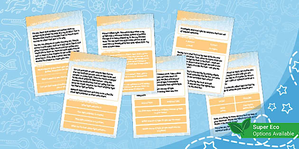 Printable Light Challenge Cards for Ages 7 - 11 - Twinkl