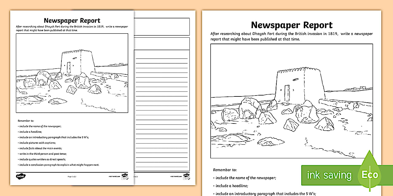 Cursive Dhayah Fort Newspaper Worksheet (teacher made)