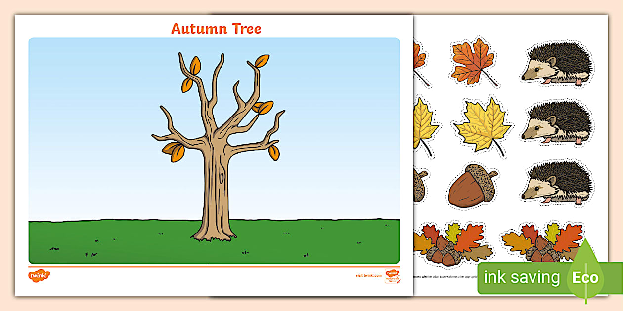 Autumn Tree Cut and Stick Scene (teacher made) - Twinkl