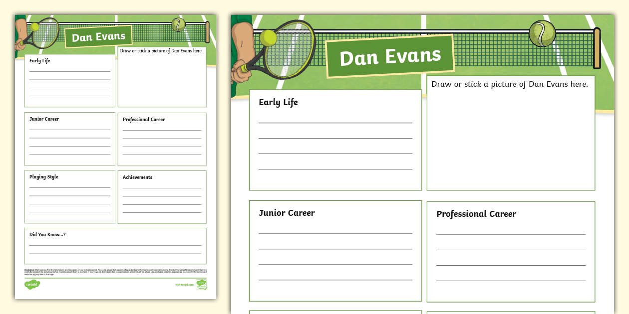 Dan Evans Fact File Template