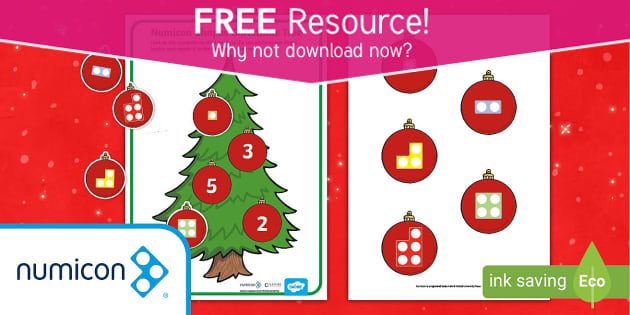FREE! - 👉 Numicon Shapes Christmas Tree Matching to 5 Activity