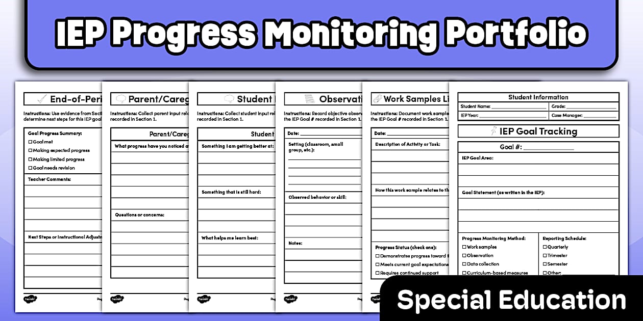 IEP Progress Monitoring Portfolio for Special Education