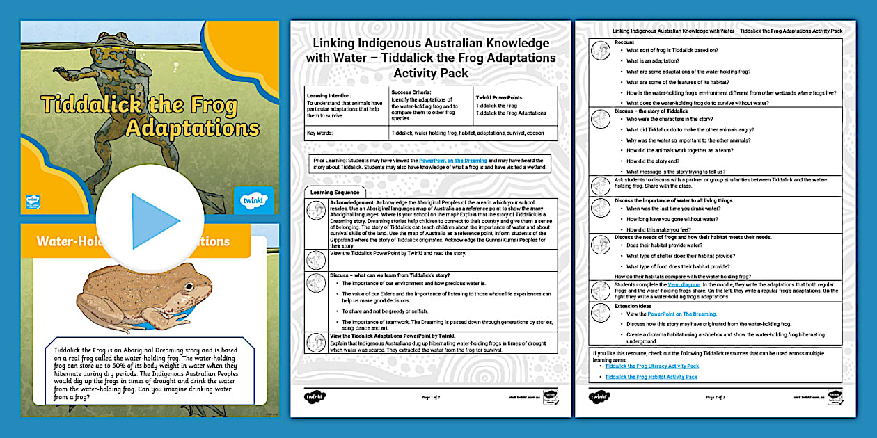 Tiddalick the Frog Adaptations Activity Pack (Teacher-Made)