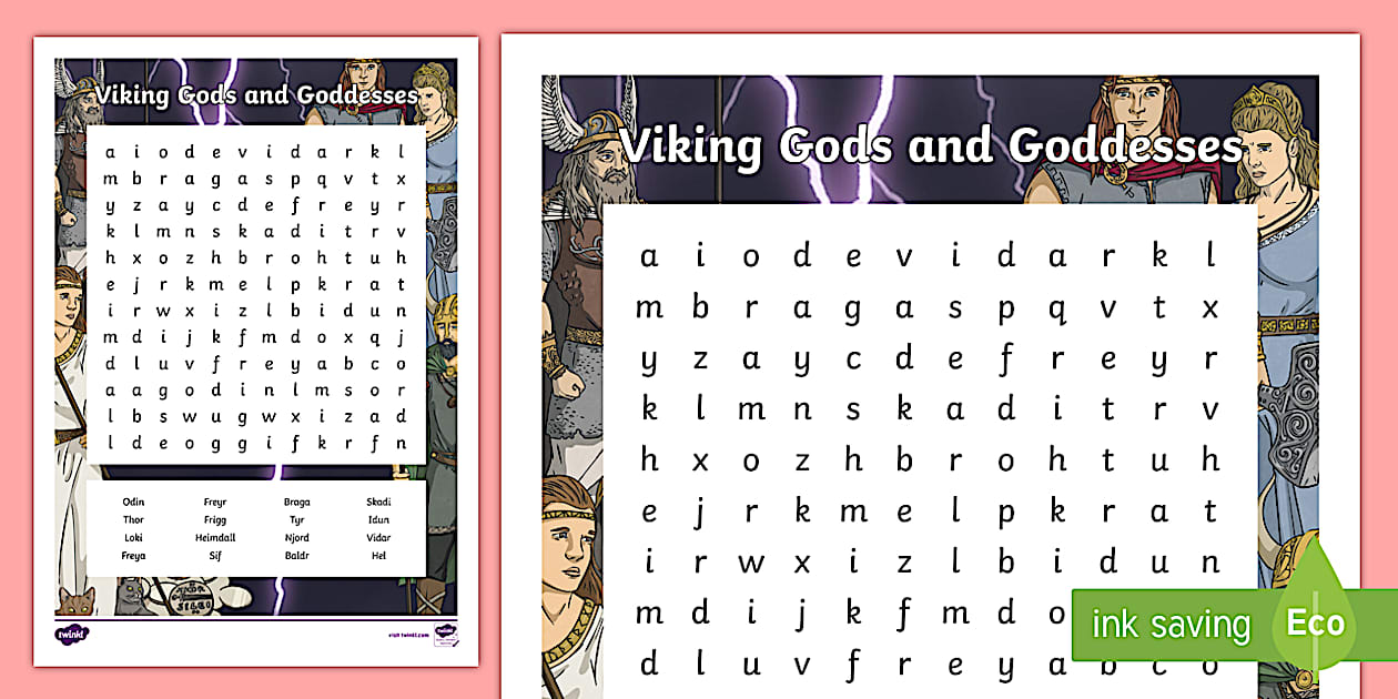 Viking Gods and Goddesses Word Search