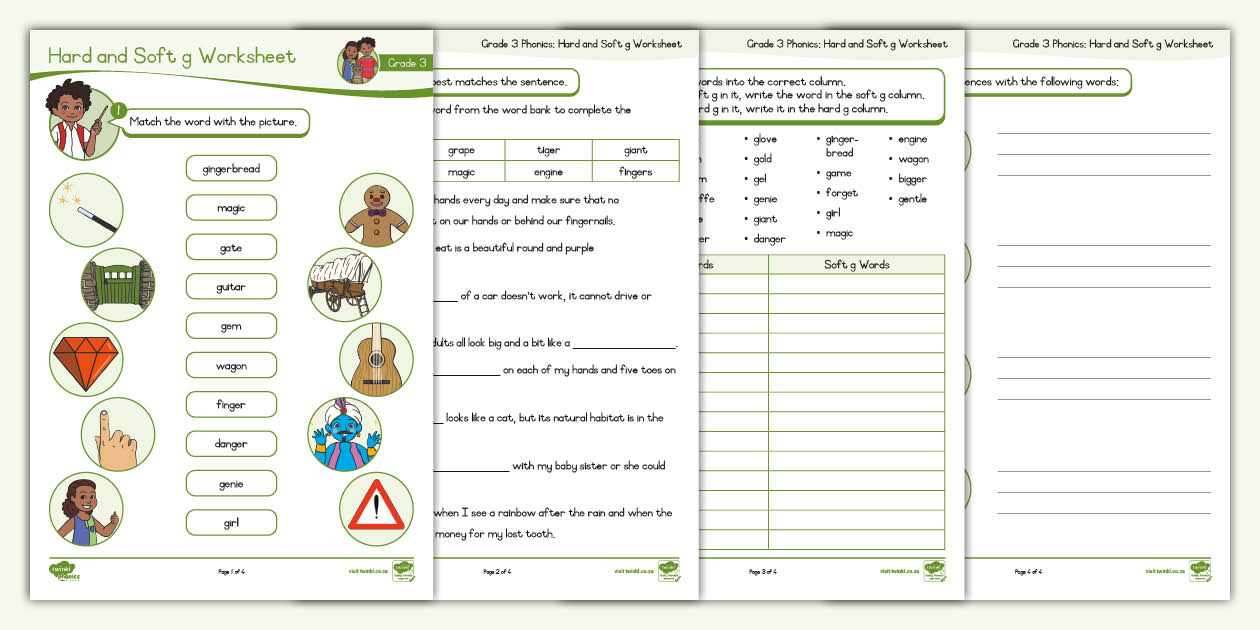 Grade 3 Phonics Hard and Soft G Worksheet (teacher made)
