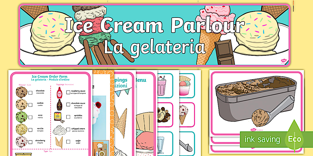 Ice Cream Parlour Role Play Pack English/Italian - Ice Cream Parlour ...