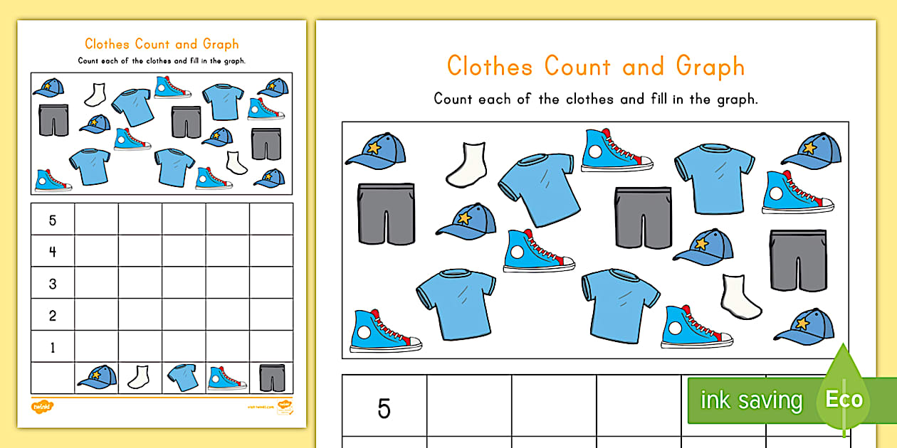 Clothes Count and Graph Worksheet / Worksheet (Teacher-Made)