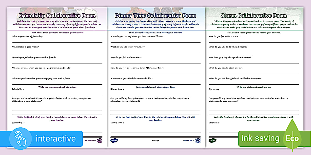 Collaborative Poetry Project (teacher made) - Twinkl