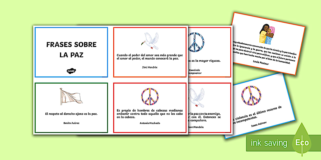 Tarjetas informativas frases del día de la paz - Twinkl