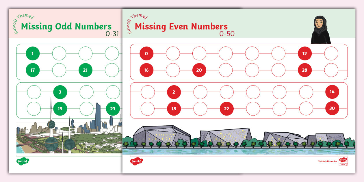 Kuwait-Themed Even and Odd Numbers Activity - 0 to 30 Practice