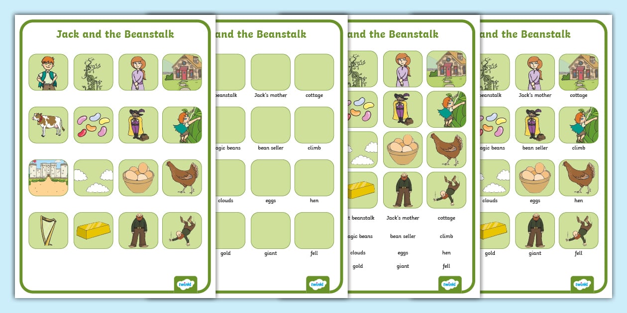 Jack and the Beanstalk Matching Vocabulary Mat - Twinkl