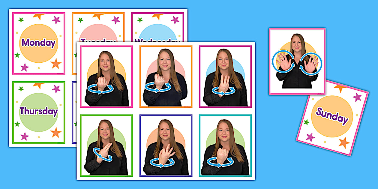 ASL Days of the Week Matching Cards (teacher made) - Twinkl