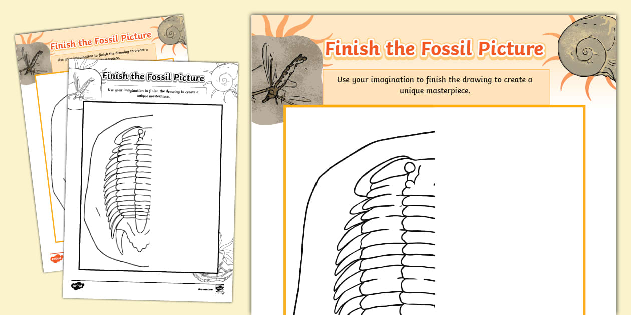 Finish the Fossil Picture - Twinkl Art Sheets (teacher made)