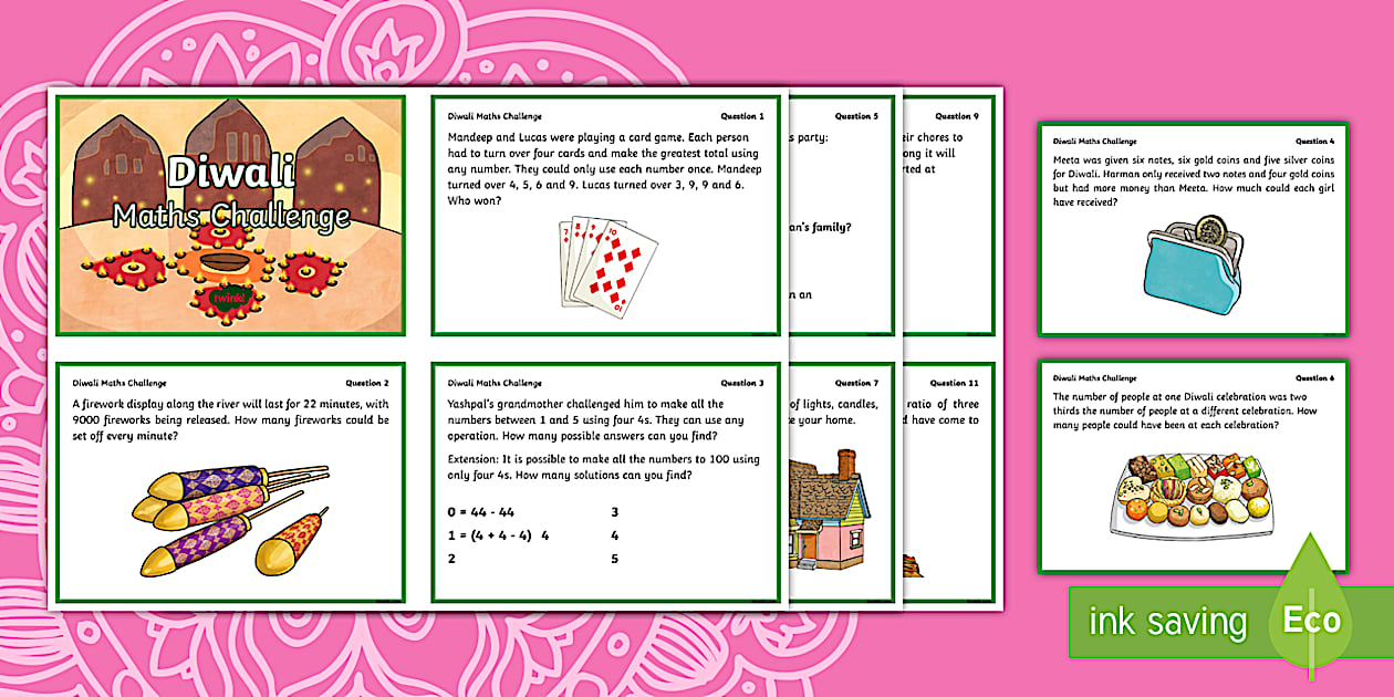 5-6 Diwali Maths Challenge Cards (teacher made) - Twinkl