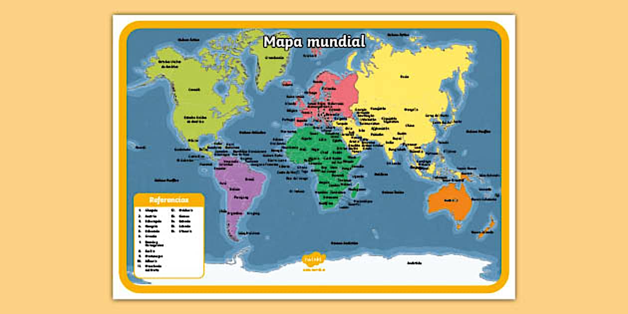 Póster: mapa mundial (Hecho por educadores) - Twinkl