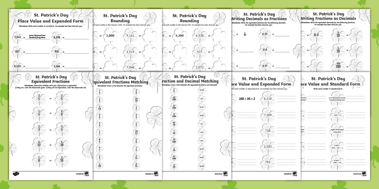 St. Patrick's Day Math Pack for 3rd-5th Grade