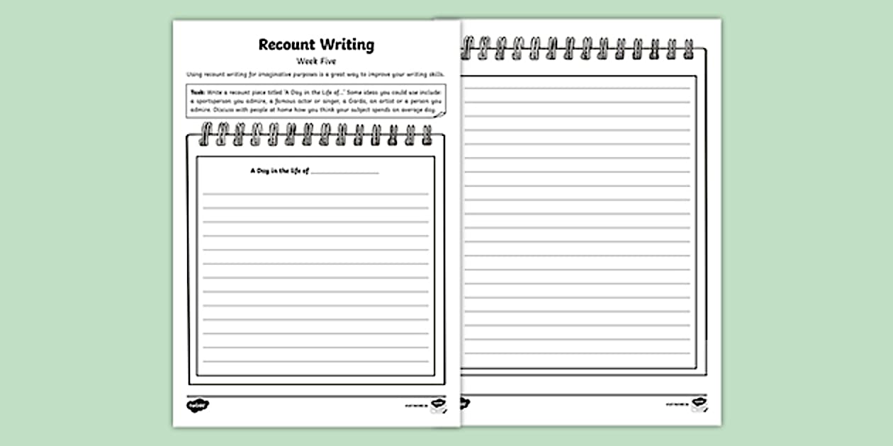 Recount Writing Week Five Homework - Worksheet - Twinkl