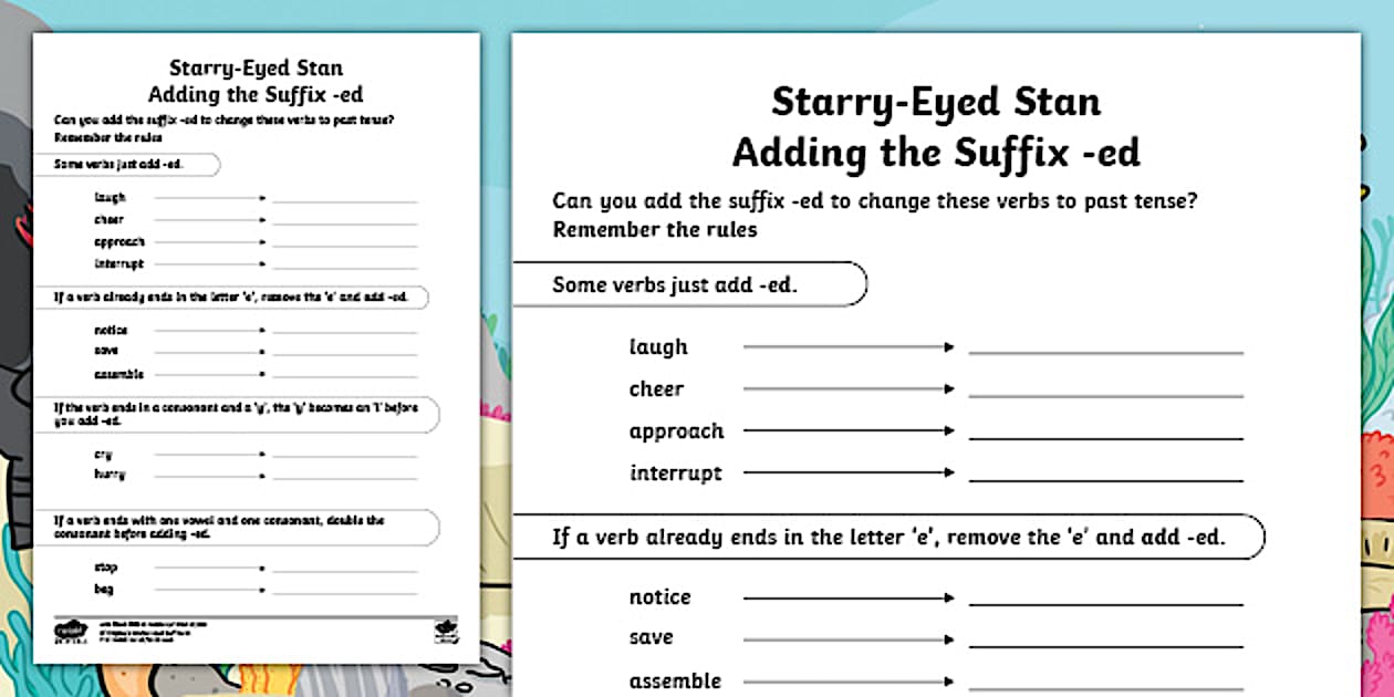 Starry-Eyed Stan Adding the Suffix -ed Worksheet - Twinkl