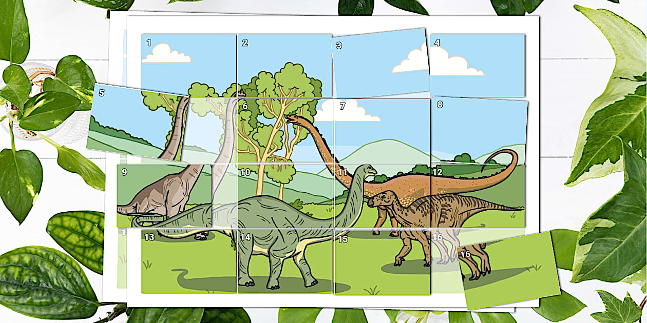 Dinosaurs Jurassic Scene - Sticker Puzzle (teacher made)