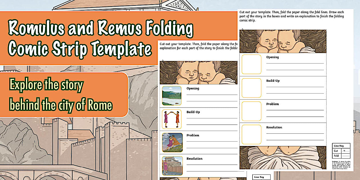 Romulus and Remus - Folding Comic Strip Template (CAPS)