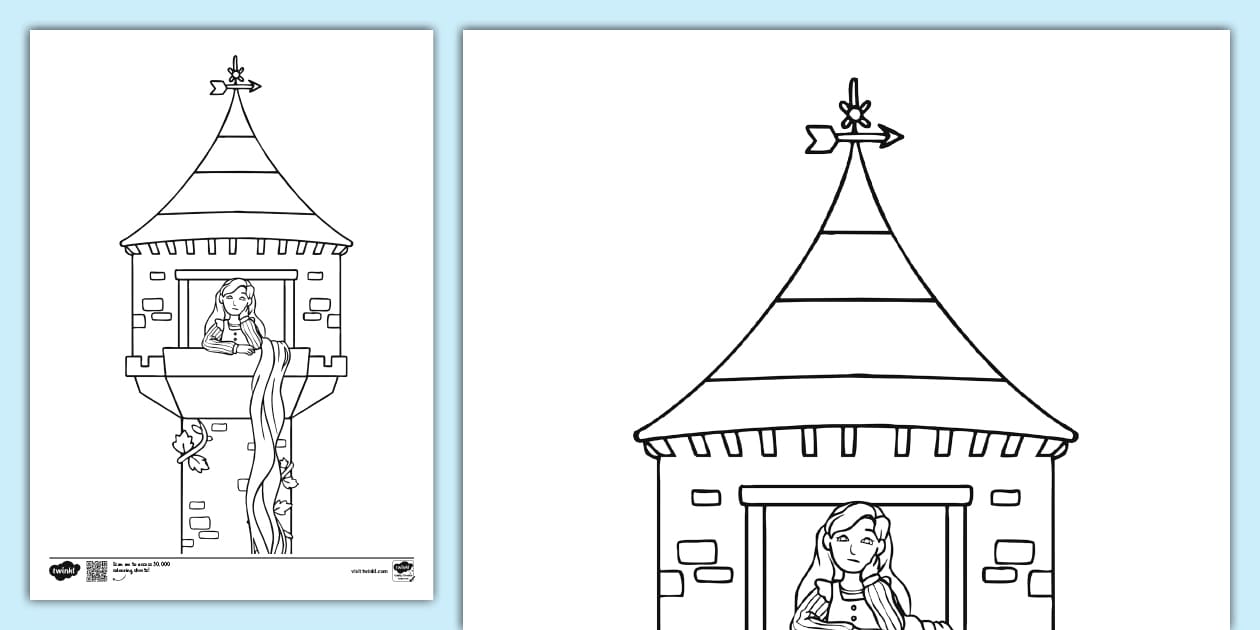 Princess in the Tower Colouring Sheet - Primary Resources