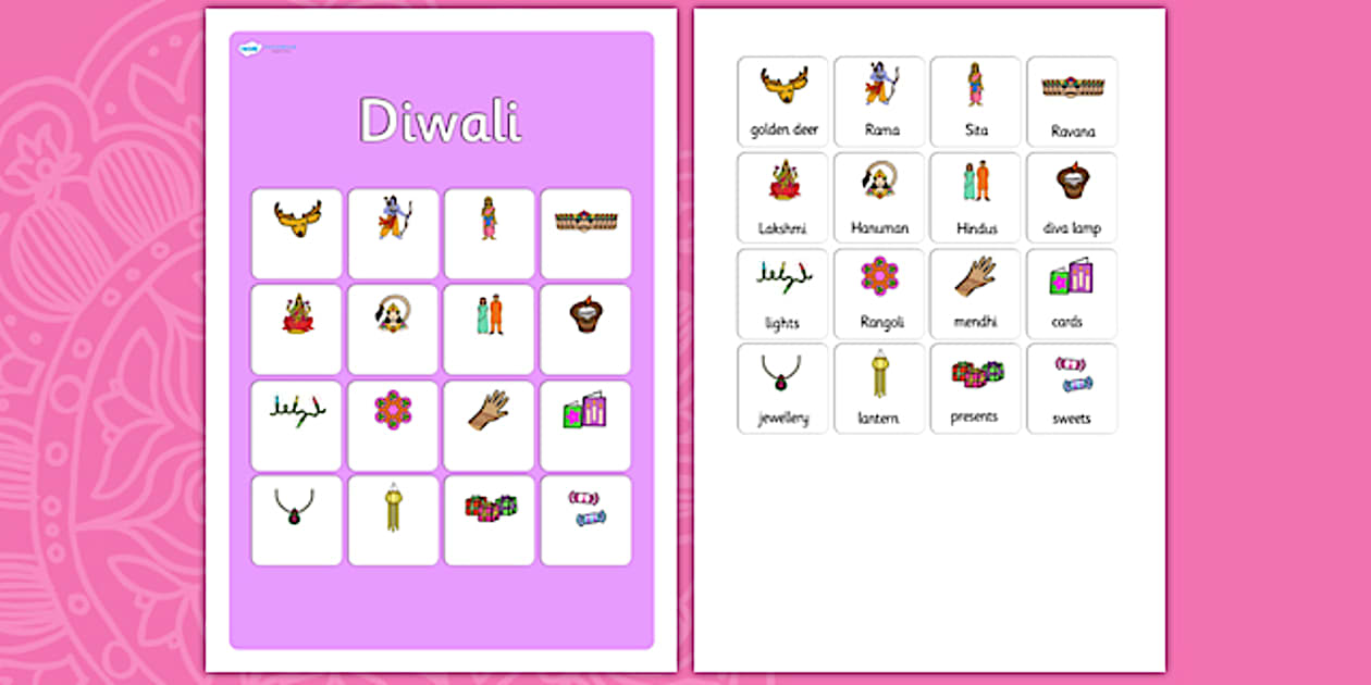 Diwali Vocabulary Matching Mat -diwali, vocabulary, matching mat, word mat,