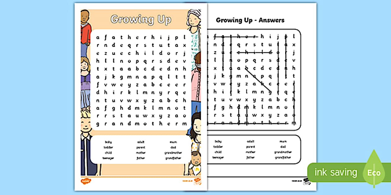Growing Up Word Search (teacher made) - Twinkl