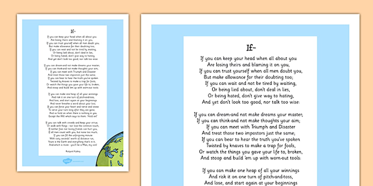 If by Rudyard Kipling Poem Print-Out (teacher made) - Twinkl