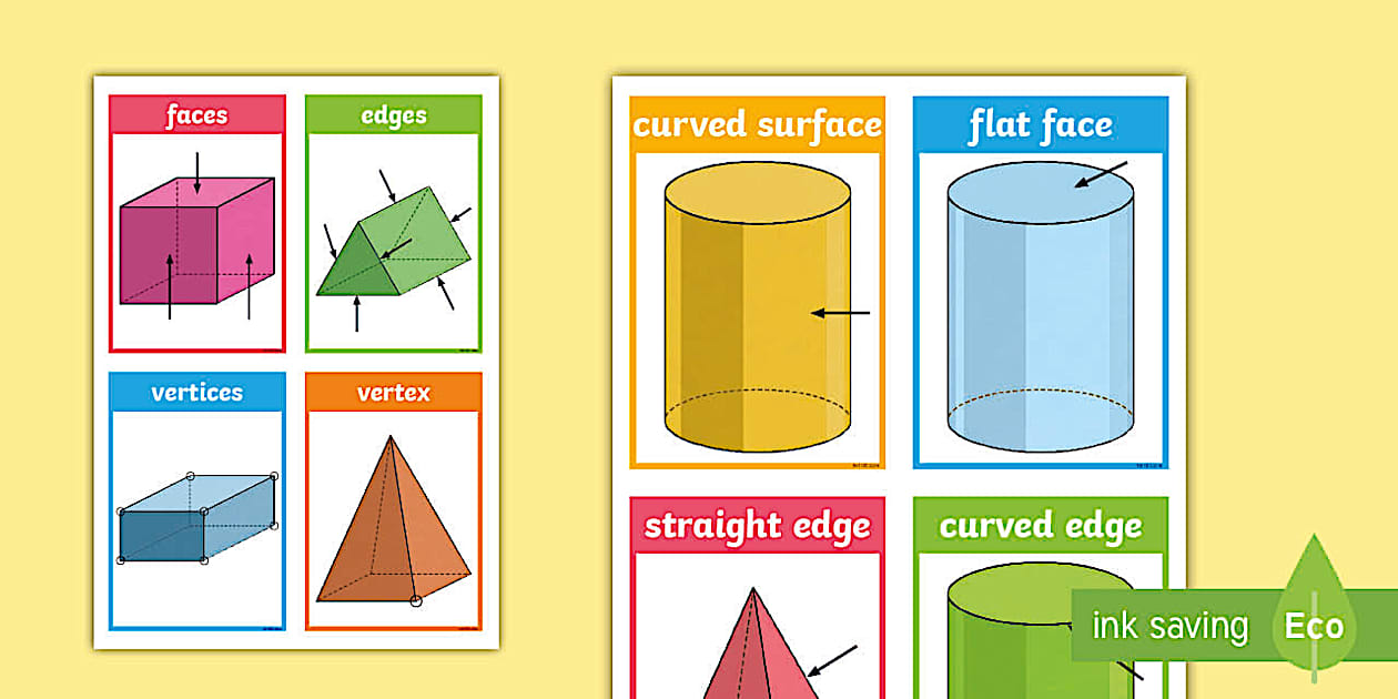 Properties of 3D Shapes Flashcards (teacher made) - Twinkl
