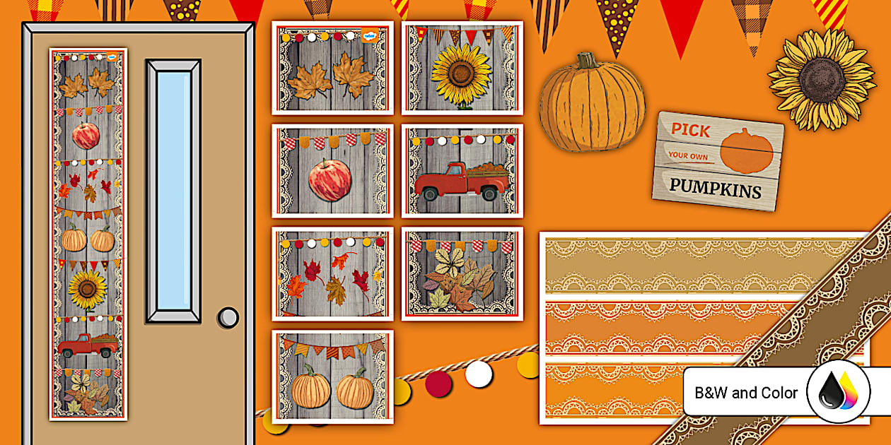 Fall Vintage Theme Door Decorating Pack (teacher made)
