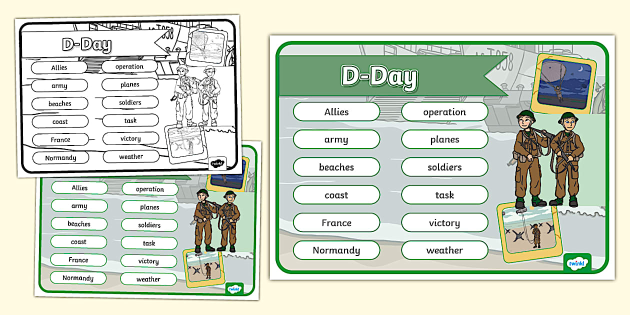 D-Day Word Mat (teacher made) - Twinkl