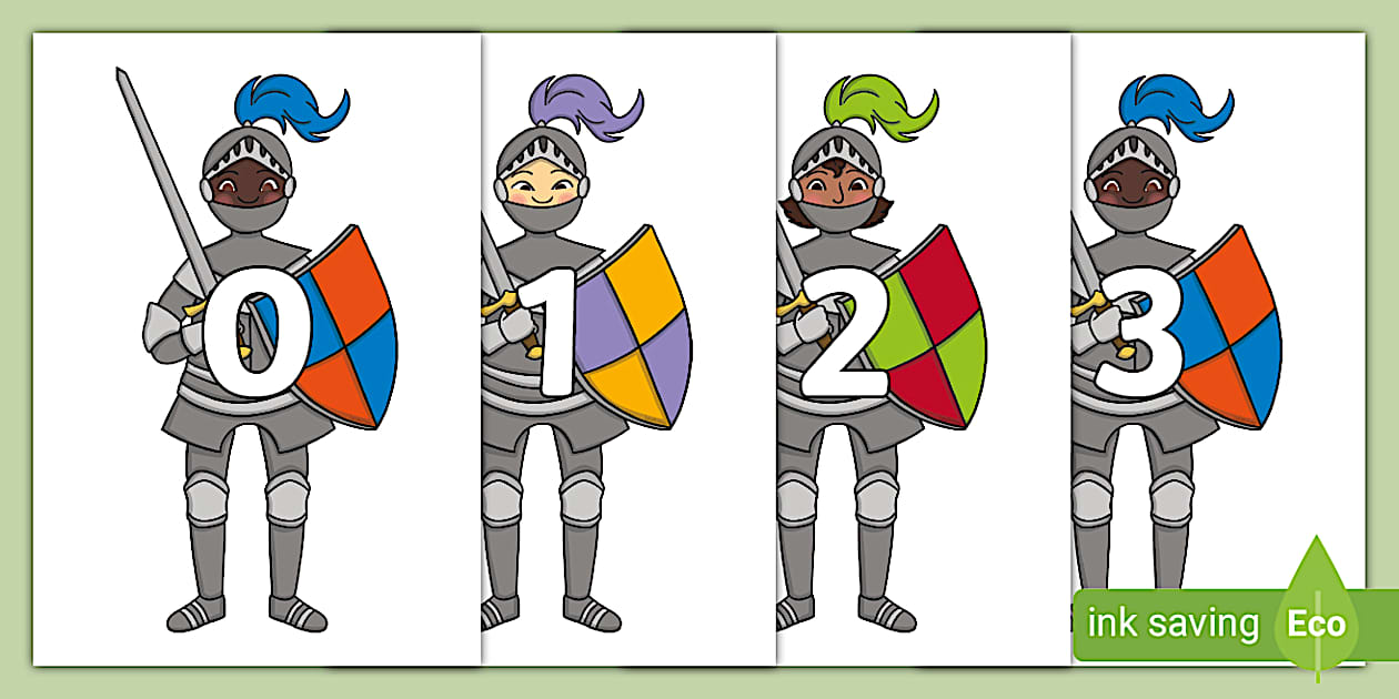 Numbers 0-31 on Knights (Teacher-Made) - Twinkl
