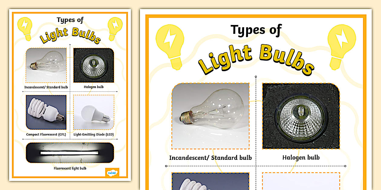 Grade 6: Energy and Change - Types of Light Bulbs Poster