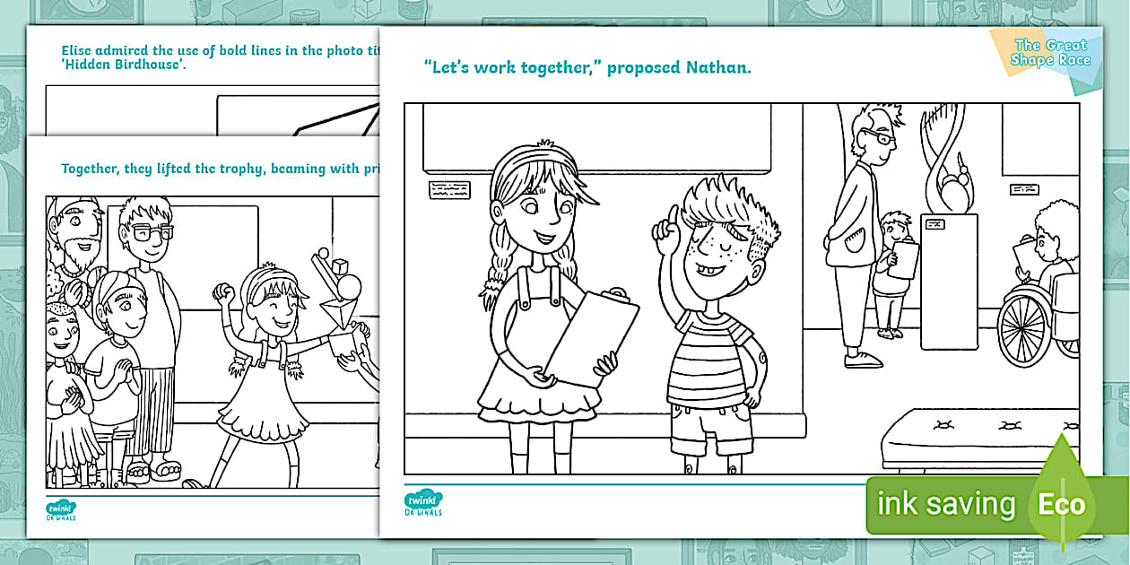 The Great Shape Race Colouring Pages - Twinkl