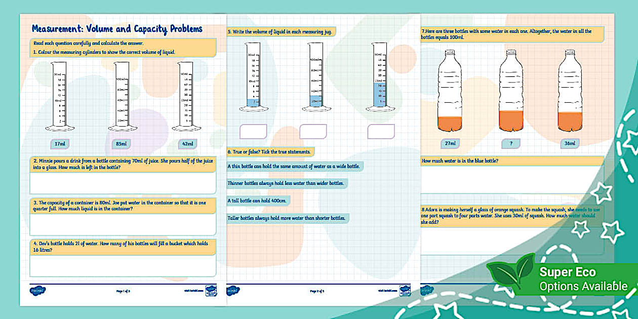 Measurement: Volume and Capacity Problems (Ages 6 - 7)
