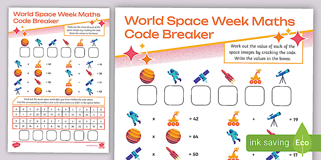 World Space Week Maths Code Breaker (Teacher-Made) - Twinkl