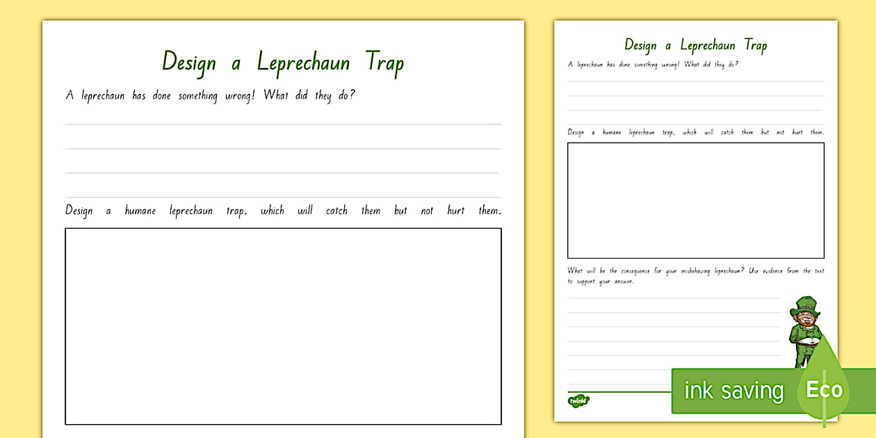 Years 3 and 4 Chapter Chat Week 2 Design a Leprechaun Trap Worksheet