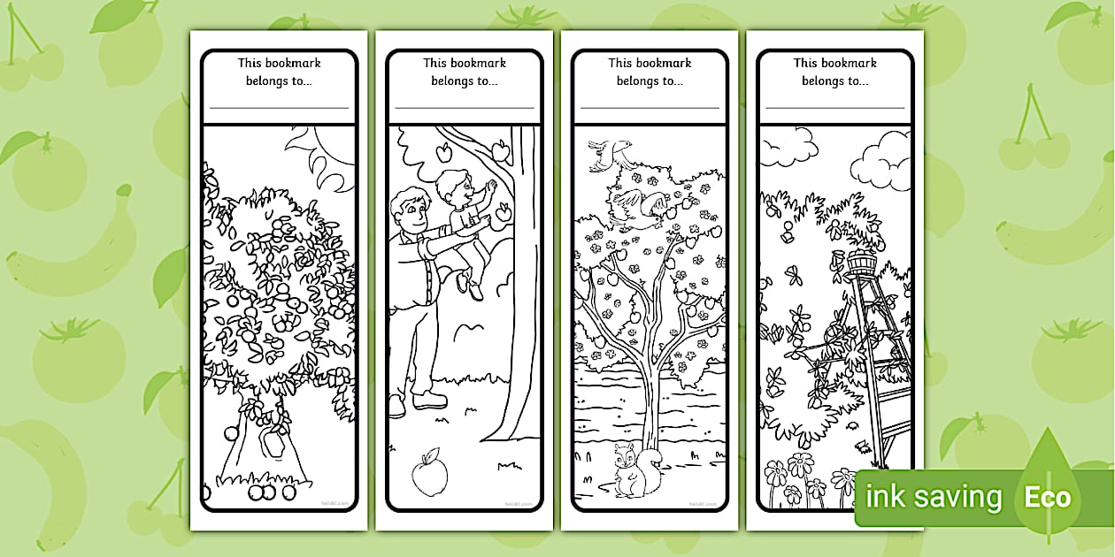 Apple Tree Bookmarks to Colour - Cut out and craft activity