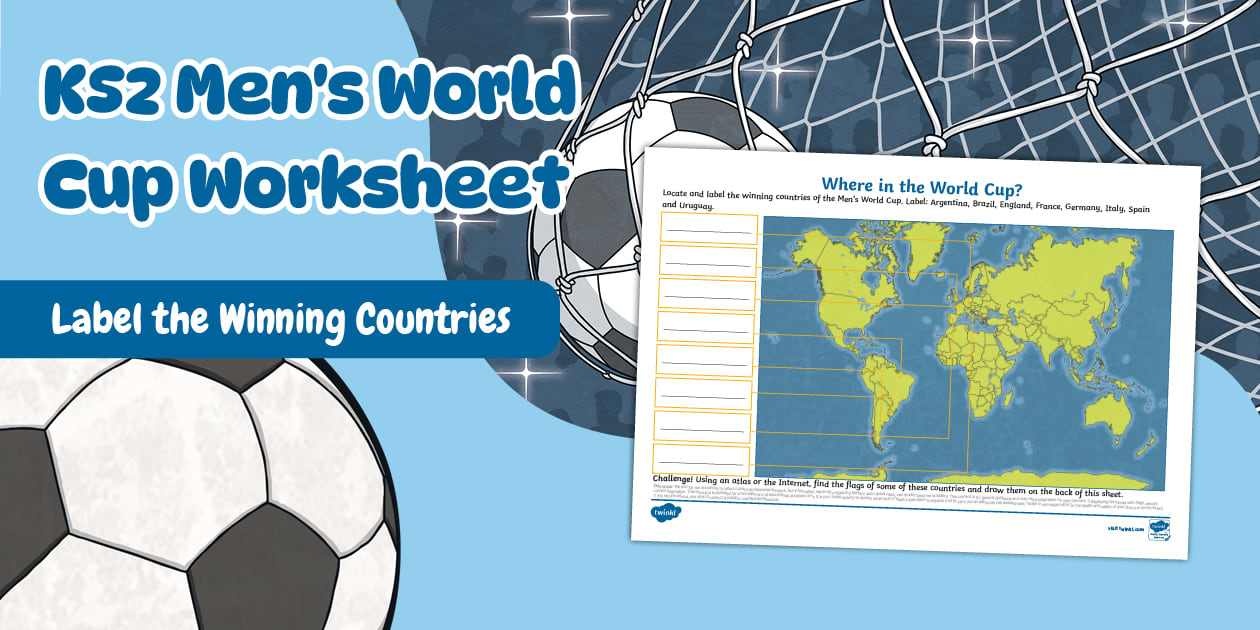 KS2 Men's World Cup Winners Worksheet - KS2 Twinkl